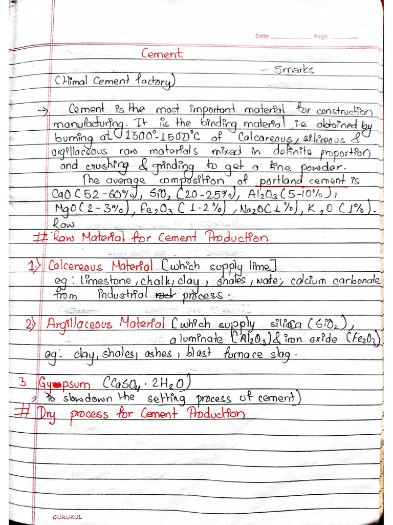 Cement Class 12 Chemistry Notes | PDF