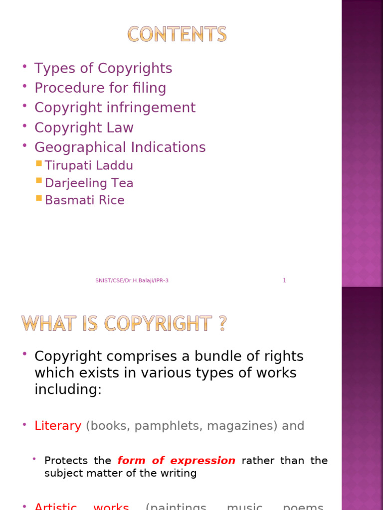 IPR Unit 3 Copyrights and Geographical Indications | PDF | Copyright