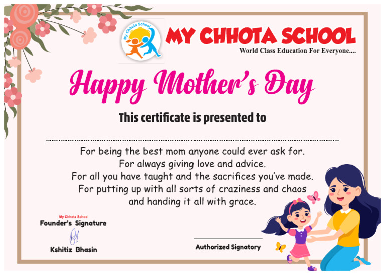 Mothers Day Certificate | PDF