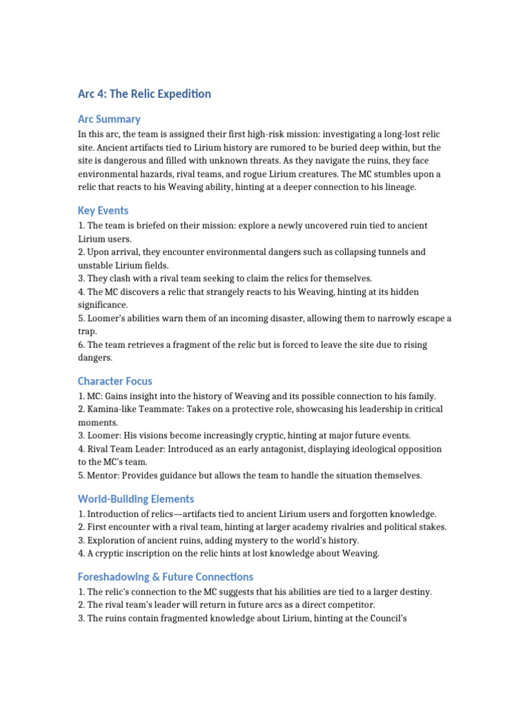 Arc 4 The Relic Expedition | PDF