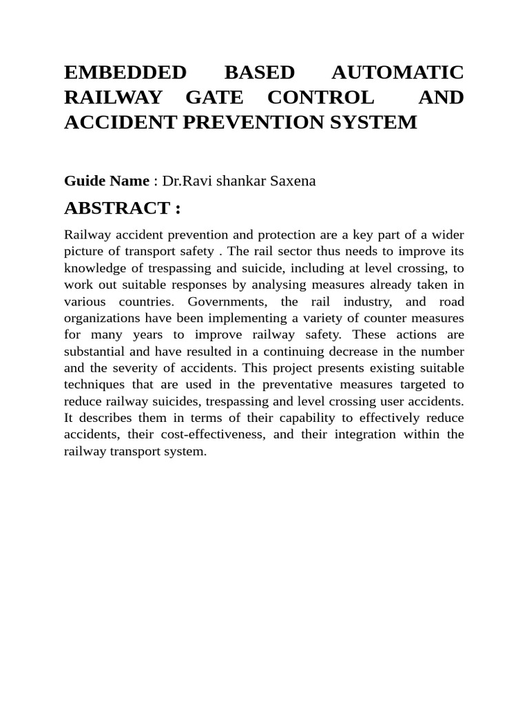Embedded Based Automatic Railway Gate Control and Accident Prevention ...