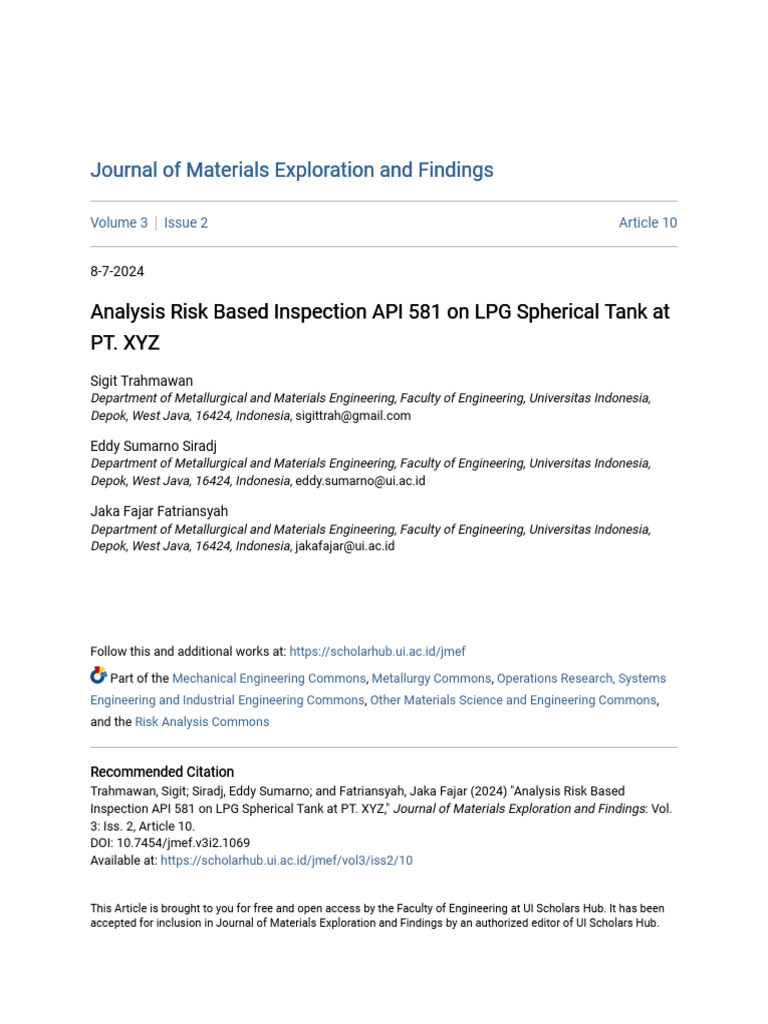 Analysis Risk Based Inspection API 581 On LPG Spherical Tank at P | PDF | Liquefied Petroleum ...