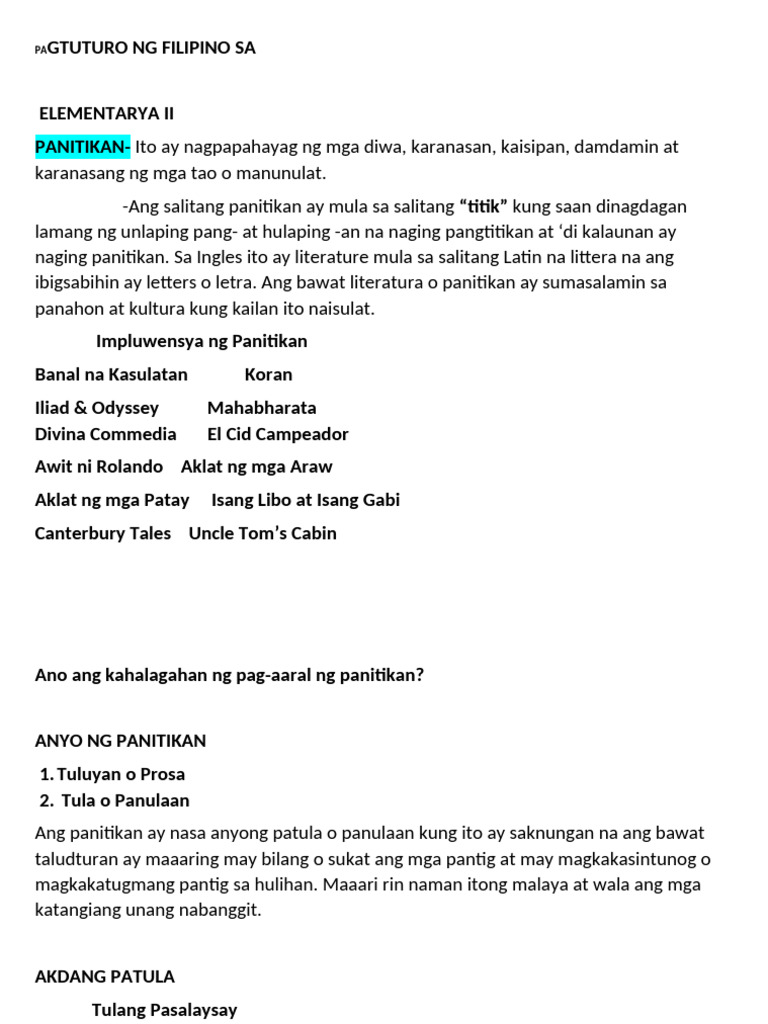 Pagtuturo NG Filipino Sa Elementarya II | PDF