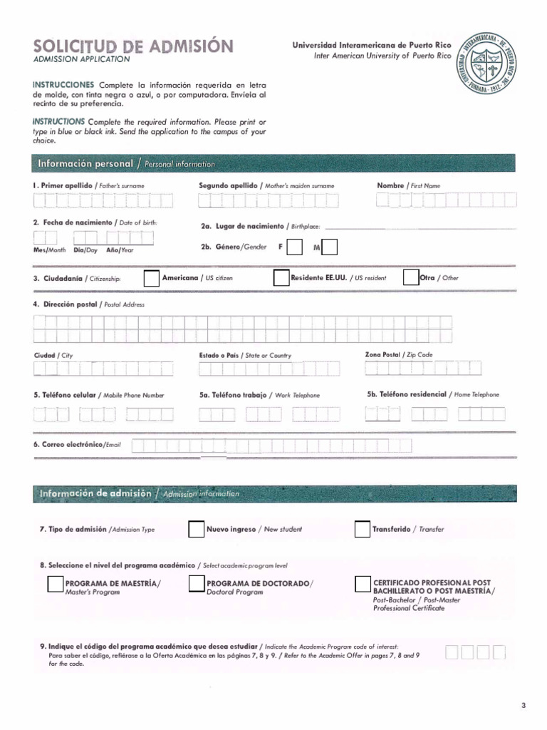 Admissions Application | PDF