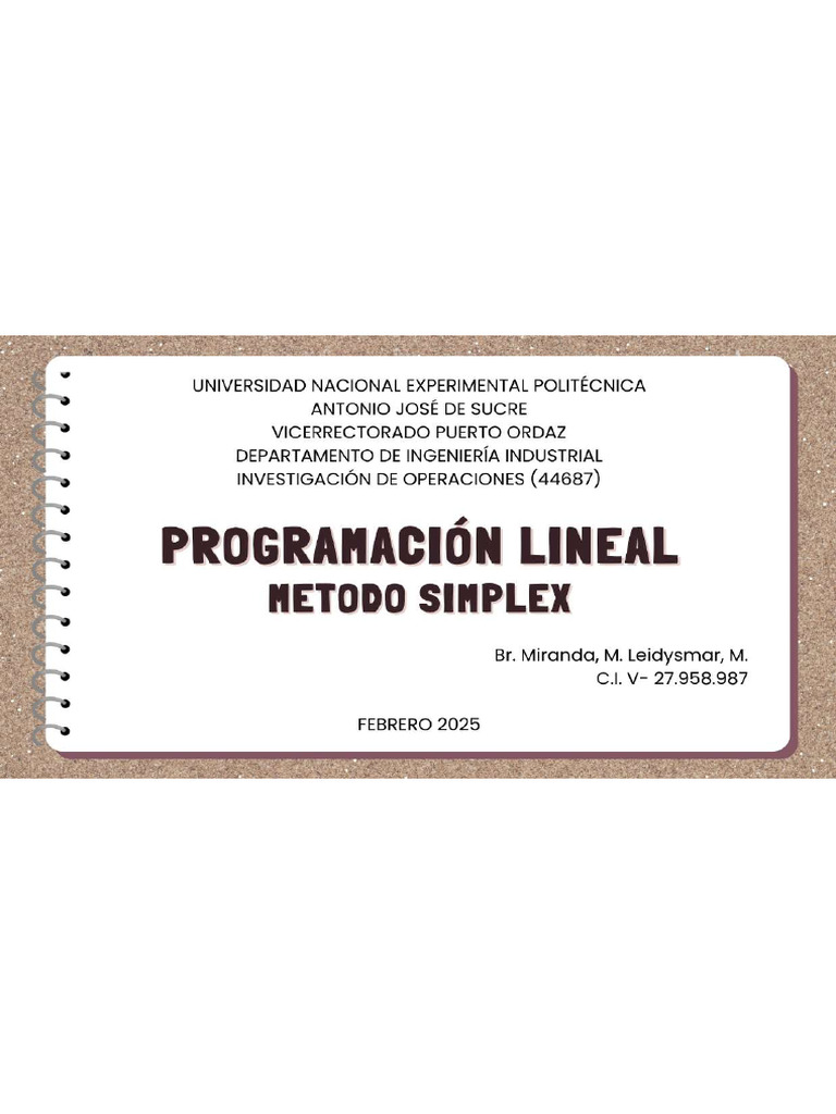 Metodo Simplex Ej2 - MIRANDA LEIDYSMAR | PDF