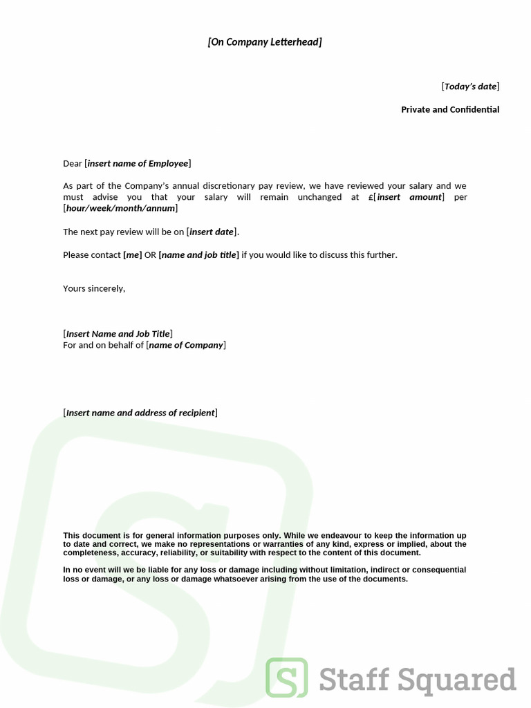 Salary Review Letter Confirming No Pay Increase | PDF