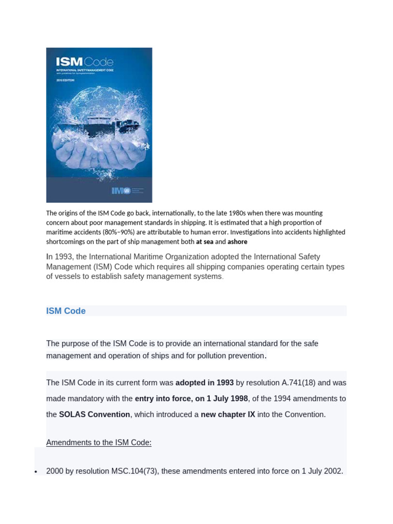 Overview of the ISM Code and Compliance | PDF | Audit | Safety