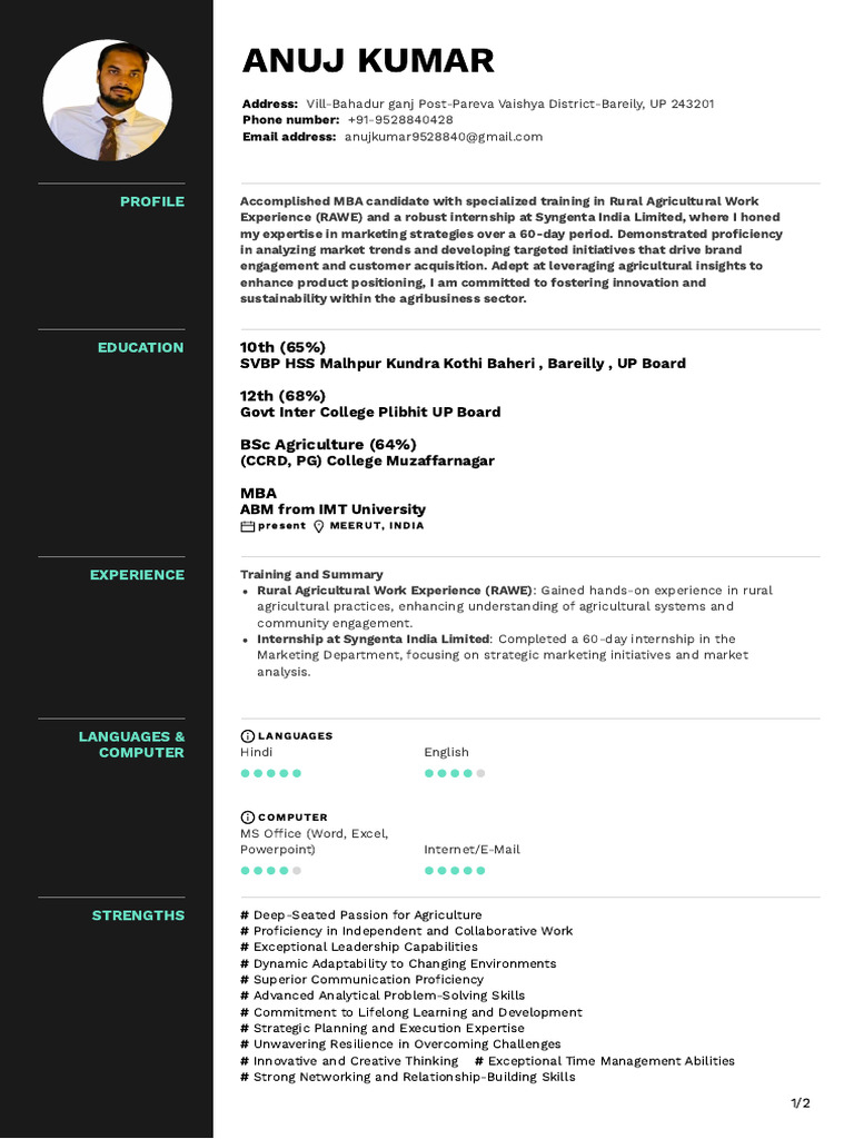 Va - Anuj Kumar Resume | PDF | Marketing Strategy | Business