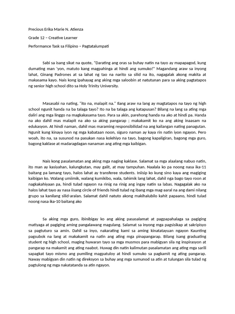 Pagtatalumpati_PT-sa-Filipino_Atienza | PDF