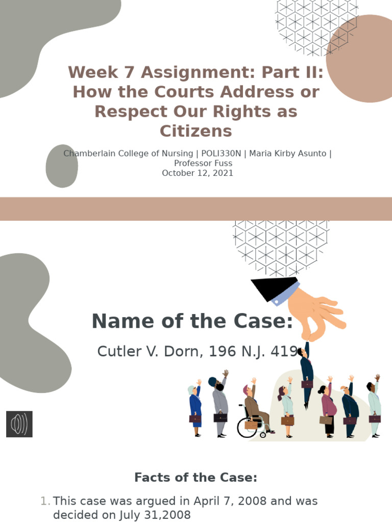Week 7 Assignment - Part II - How The Courts Address or Respect Our ...