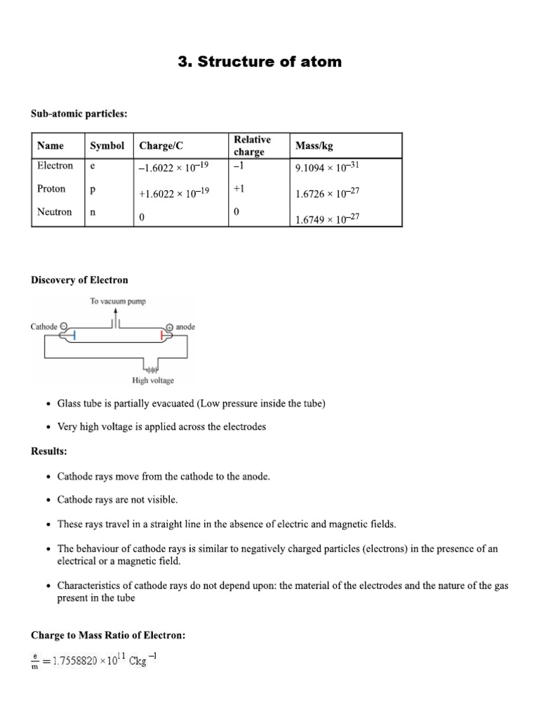 Structure of Atom | PDF