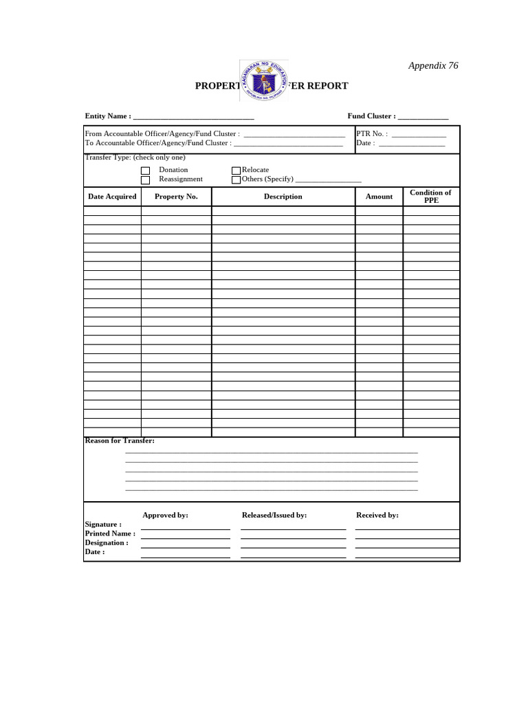 Appendix 76 - Property Transfer Report | PDF | Office Equipment | Computing