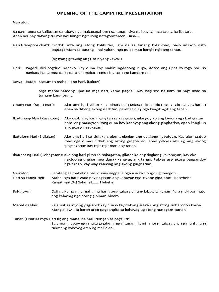 Opening of The Campfire Presentation 1 | PDF