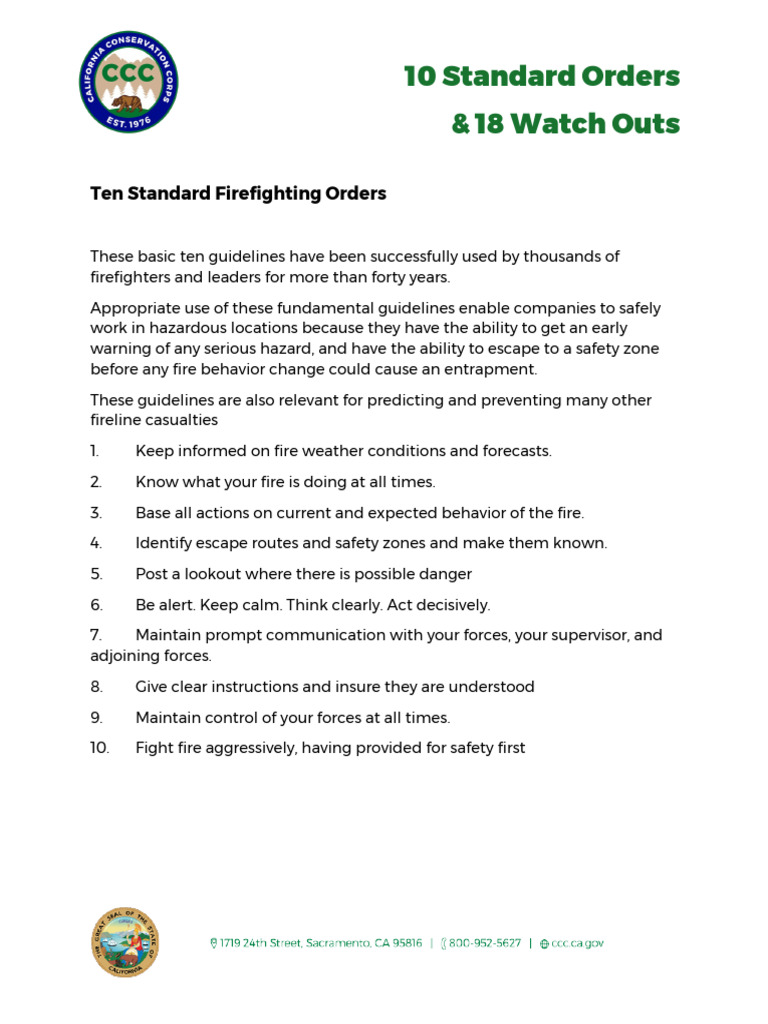 10 Fire Orders & 18 Watchouts Guide | PDF