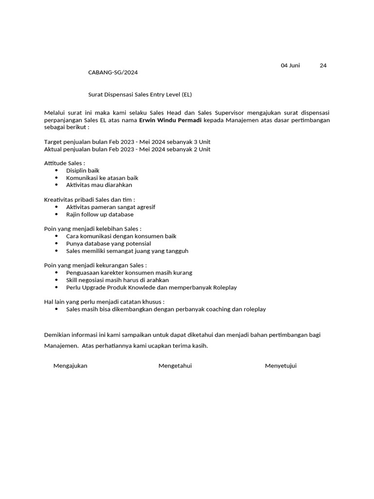 TEMPLATE SK Dispensasi Erwin | PDF