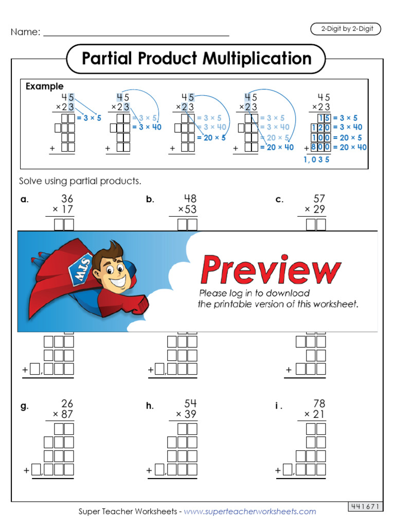 Partial Product Multiplication 2 by 2 Digit 2 | PDF