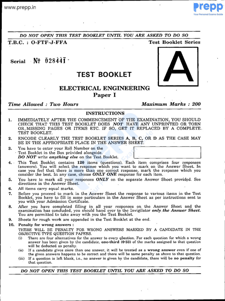 Barc Electrical Engineering Paper I 2023 | PDF