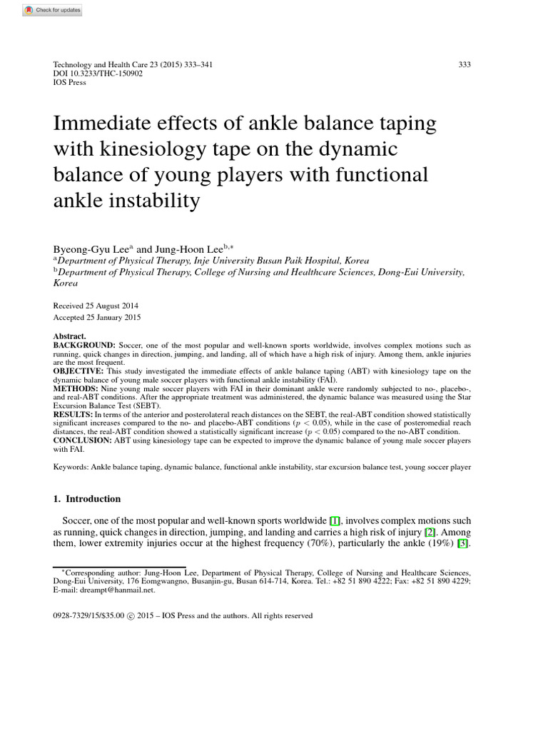 Lee Lee 2015 Immediate Effects of Ankle Balance Taping With Kinesiology ...