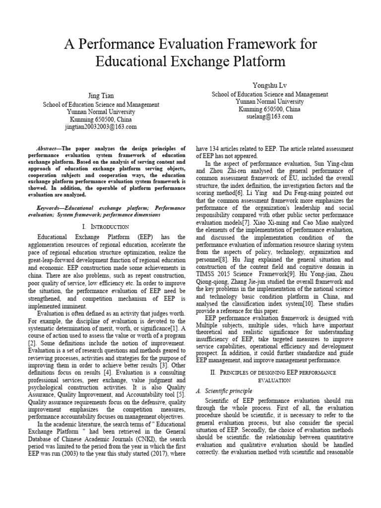 Performance Evaluation Framework for EEP | PDF | Evaluation ...