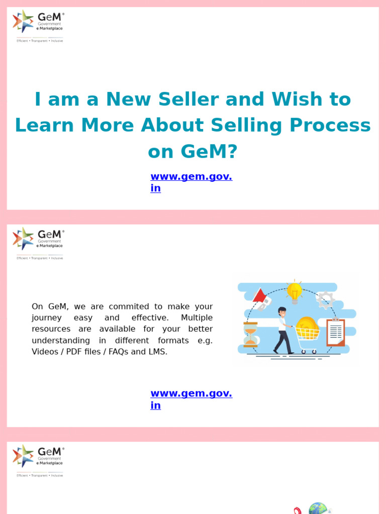 I Am A New Seller and Wish To Learn More About Selling Process On GeM | PDF