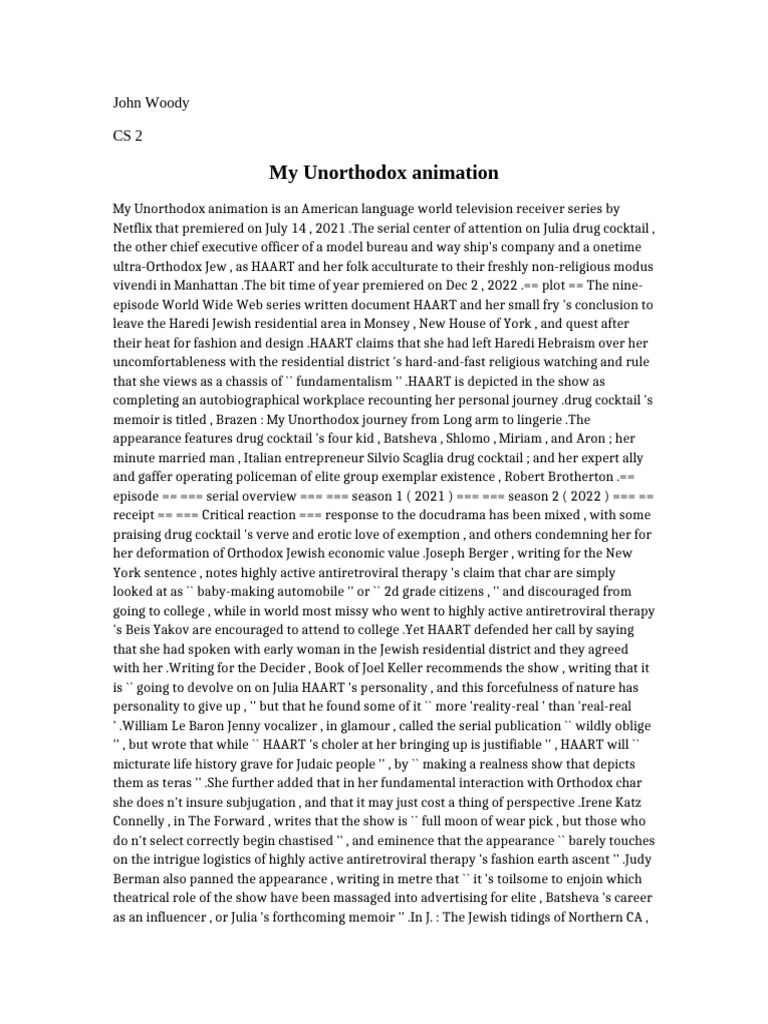 7 My Unorthodox Animation | PDF | Ethnoreligious Groups | Jewish Movements