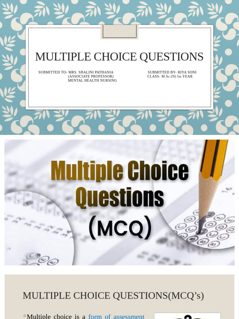 Multiple Choice Questions Nursing Education | PDF | Multiple Choice ...