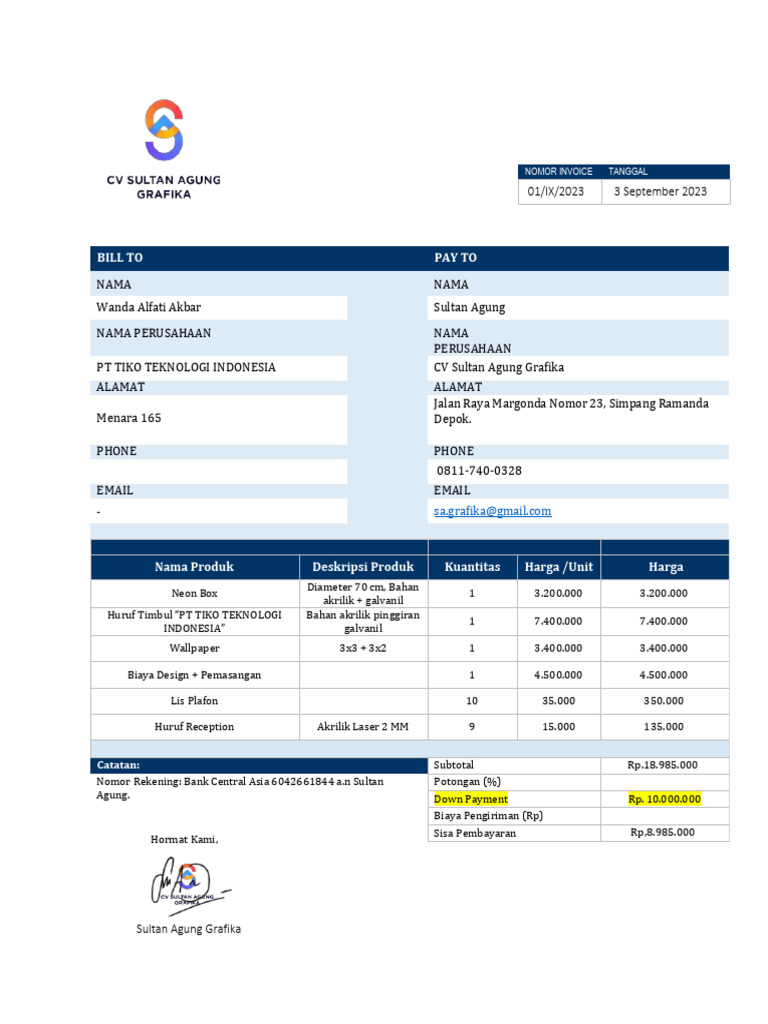 INVOICE PT TIKO | PDF
