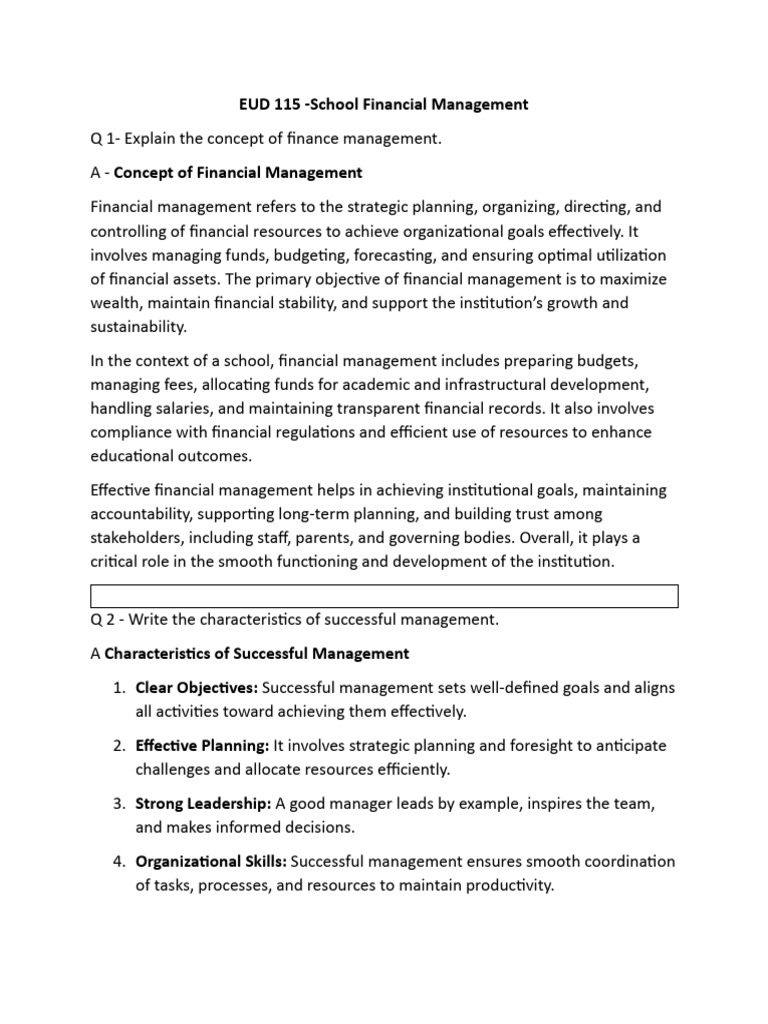 EUD 115 School Financial Management | PDF | Expense | Budget