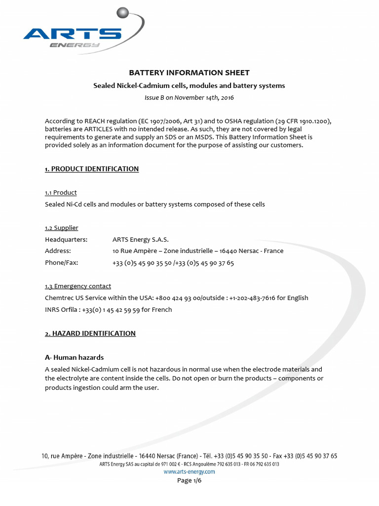 Sealed Ni-Cd Battery Safety Guide | PDF | Cadmium | Chemistry