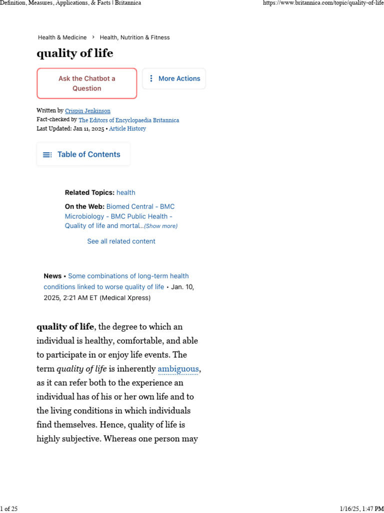 Understanding Quality of Life Factors | PDF | Behavioural Sciences ...