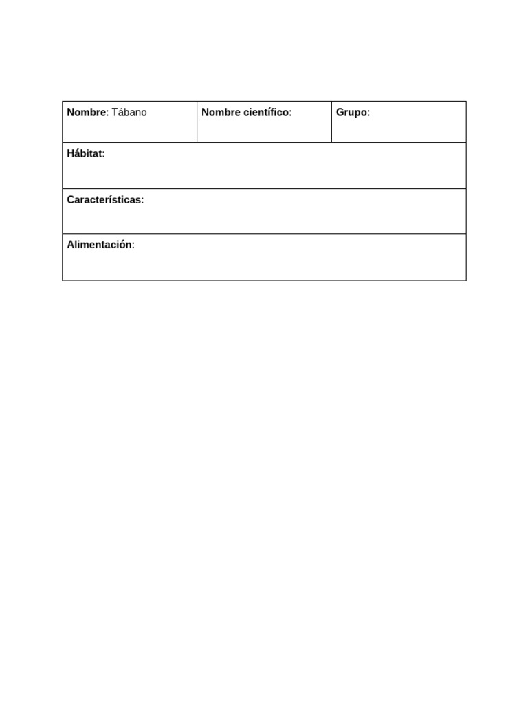 Ficha Técnica Tábano | PDF