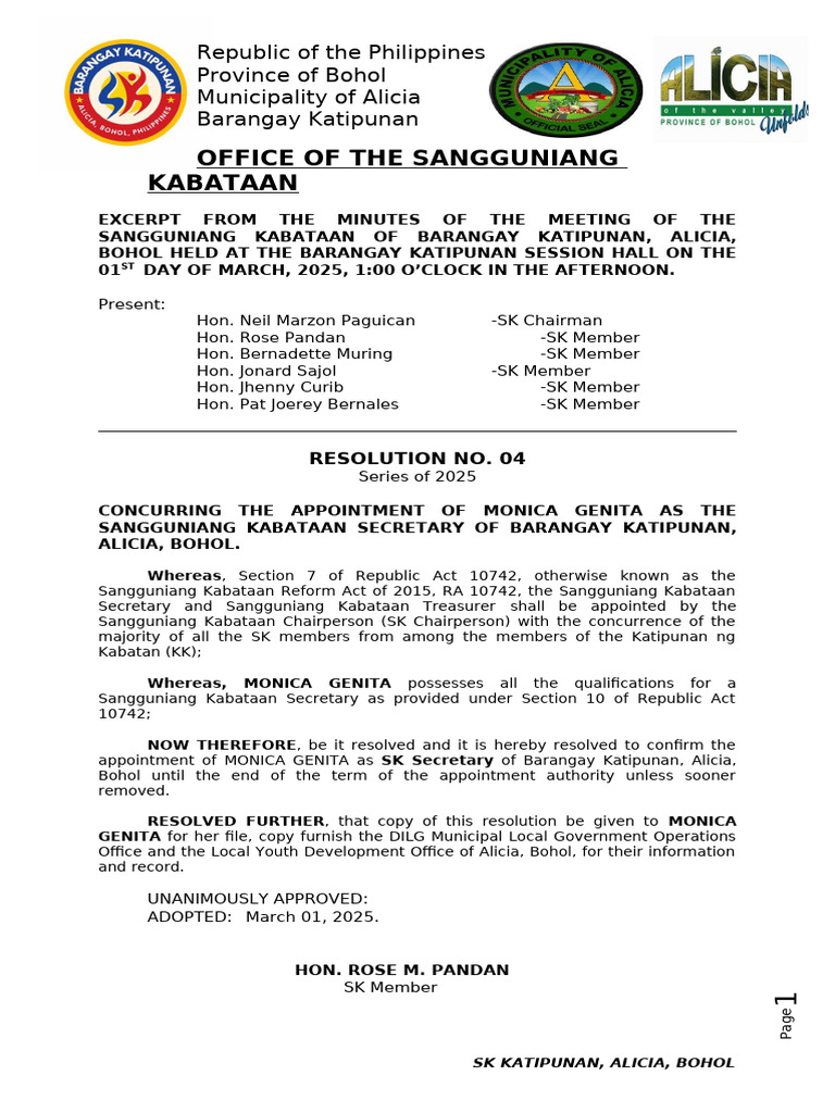 RESOLUTION-No.-1-S-2023 SK Sec | PDF | Youth | Youth Organizations