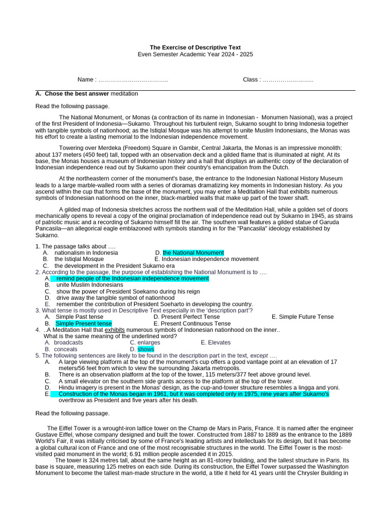 The Exercise Of Descriptive Text Gform Pdf