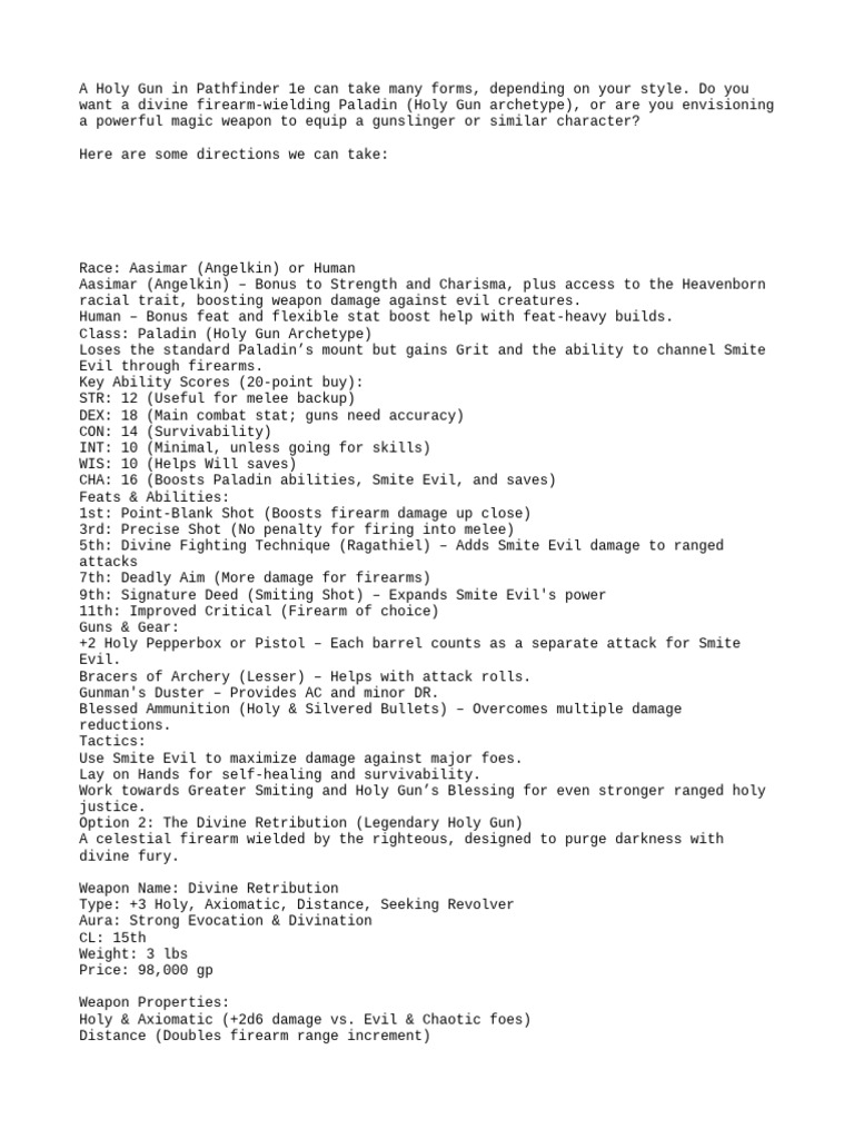 A Holy Gun in Pathfinder 1e | PDF | Firearms