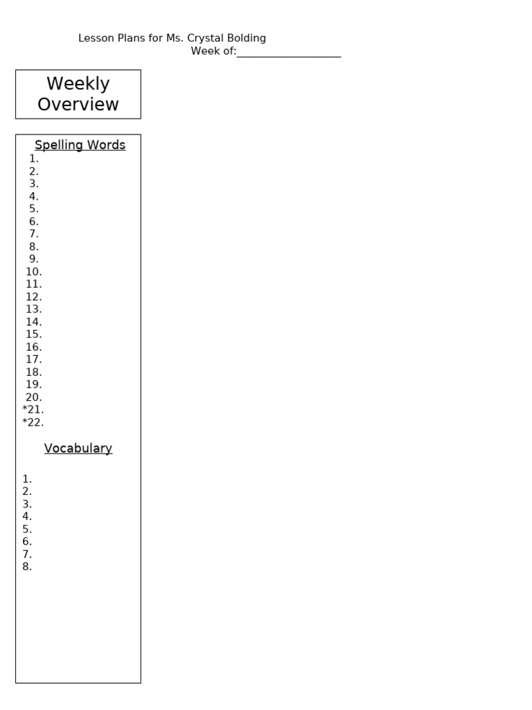 Weekly: Spelling Words | PDF