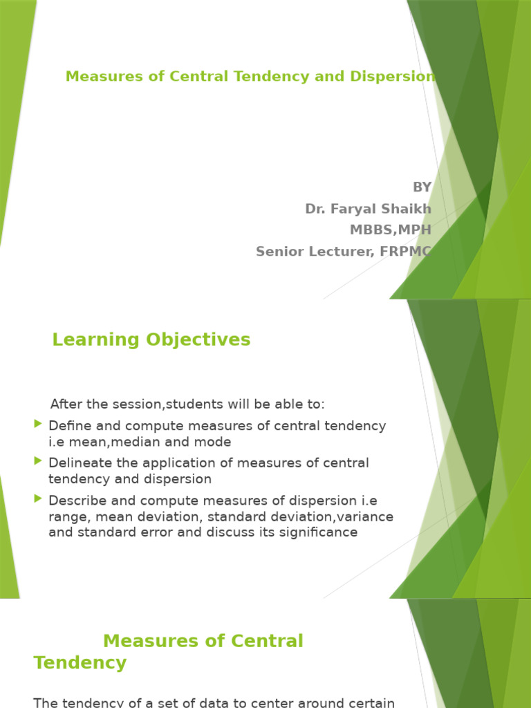3 Measures of Central Tendency | PDF | Mean | Standard Deviation