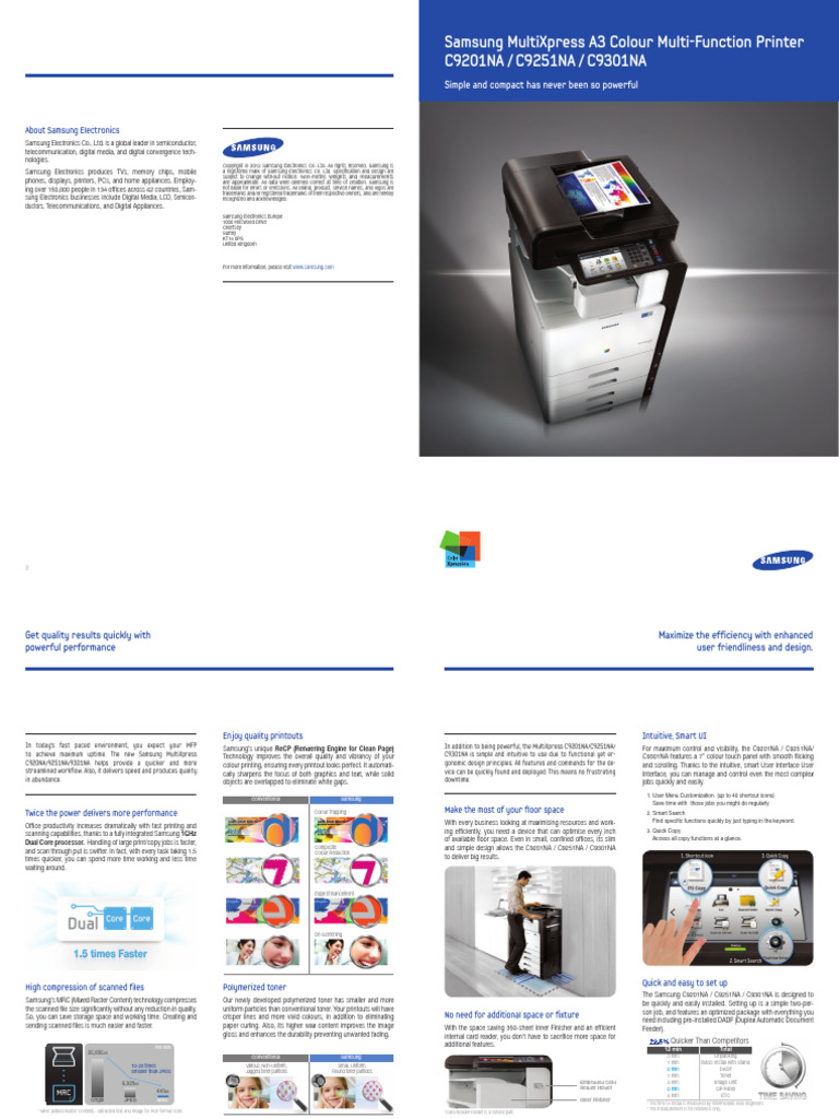 Samsung CLX-9201NA Brochure | PDF | Samsung Electronics | Image Scanner