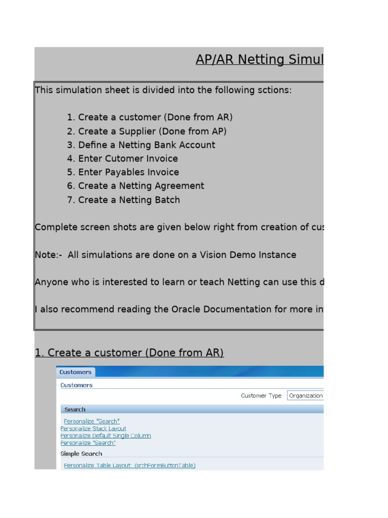 AP AR Netting Simulation Sheet | PDF | Accounts Payable | Receipt