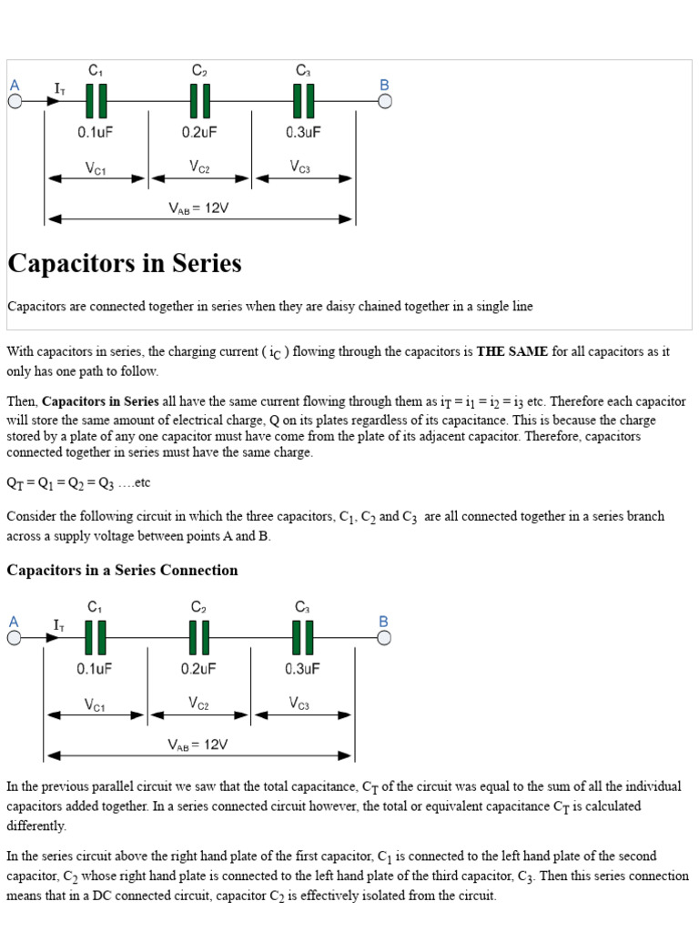 Capacitors in Series Explained | PDF | Series And Parallel Circuits ...