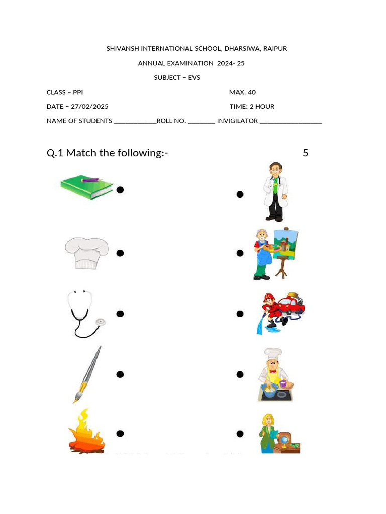 PP1 EVS Annual Exam Paper 2024-25 | PDF