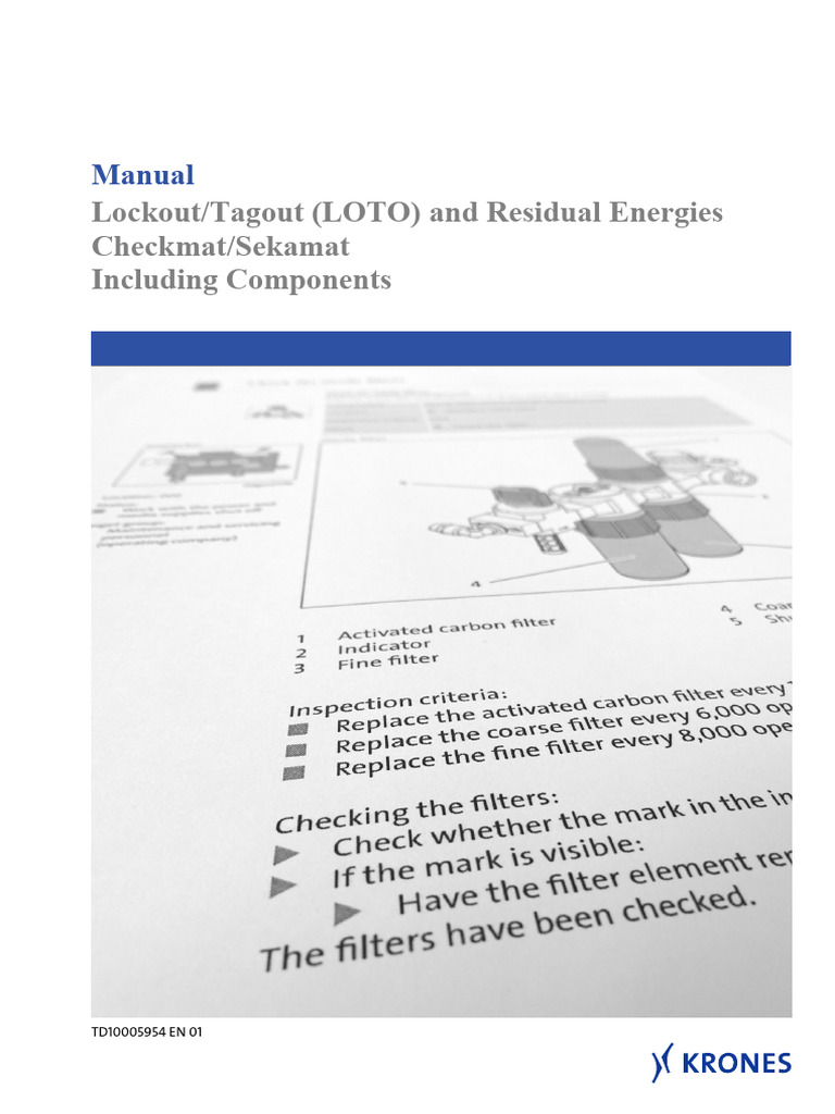 Manual Lockout_Tagout (LOTO) and Residual Energies Checkmat_Sekamat, Including Components | PDF