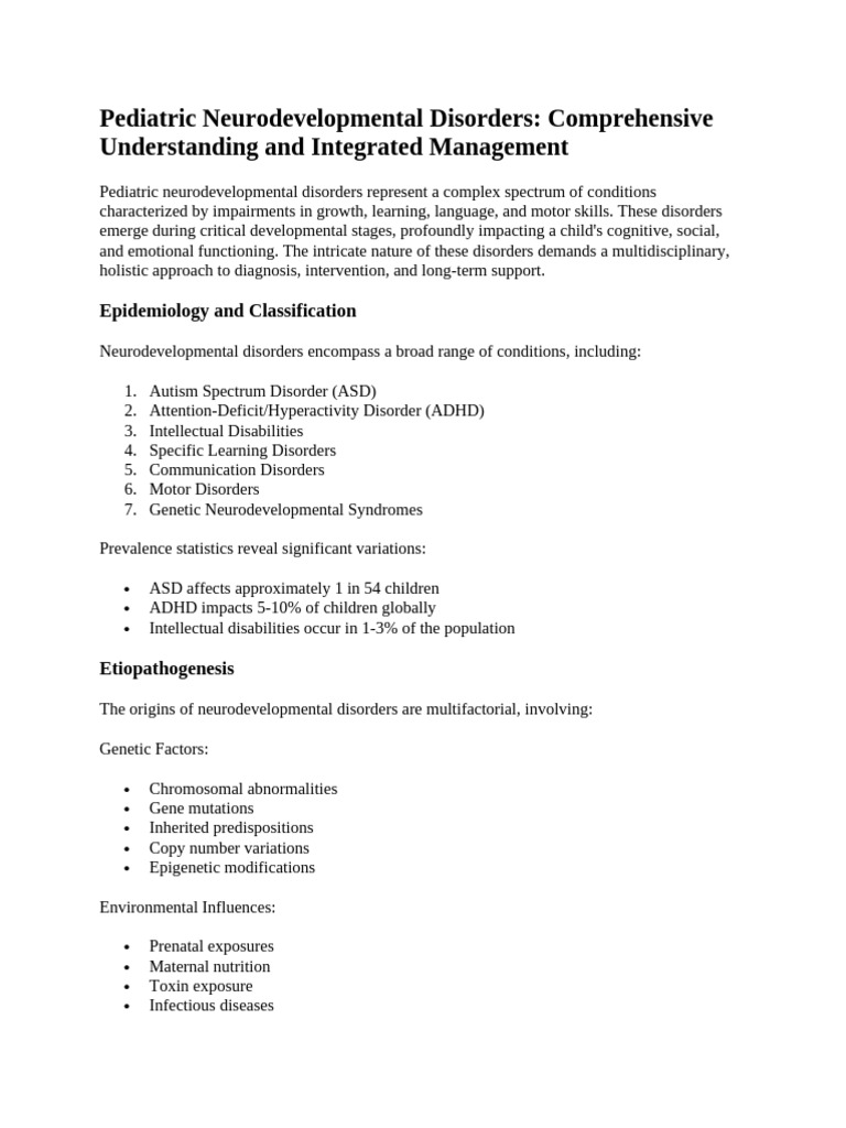 Pediatric Neurodevelopmental Disorders | PDF | Developmental Disorder ...