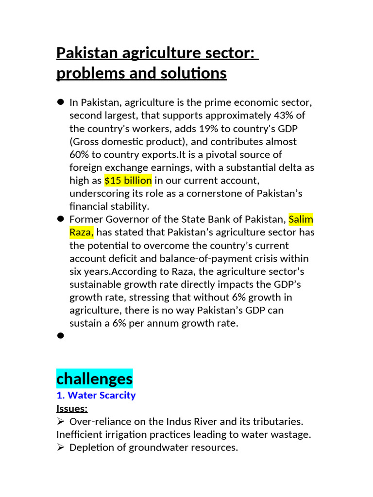 Pakistan Agriculture: Challenges & Solutions 2024 | PDF | Agriculture ...