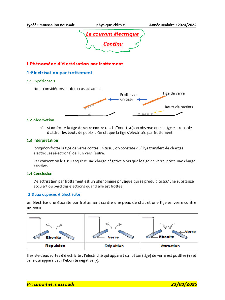 Phénomènes d'électrisation et courant | PDF | Courant électrique | Ion