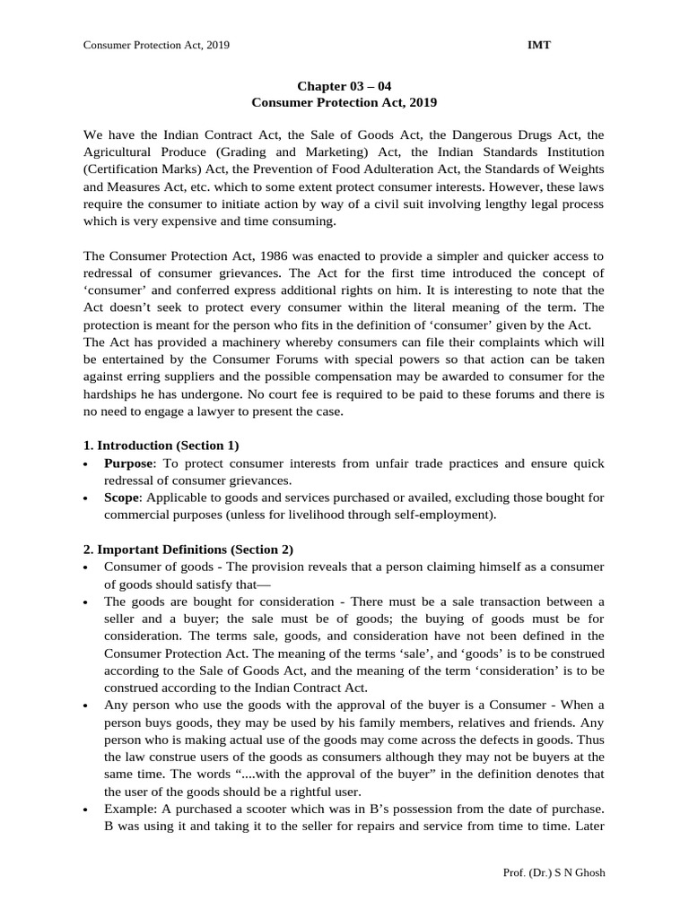 Consumer Protection Act 2019 Overview | PDF | Goods | Consumer Protection