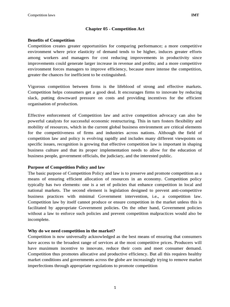 Chapter 05 - Competition Laws | PDF | Competition Law | Competition