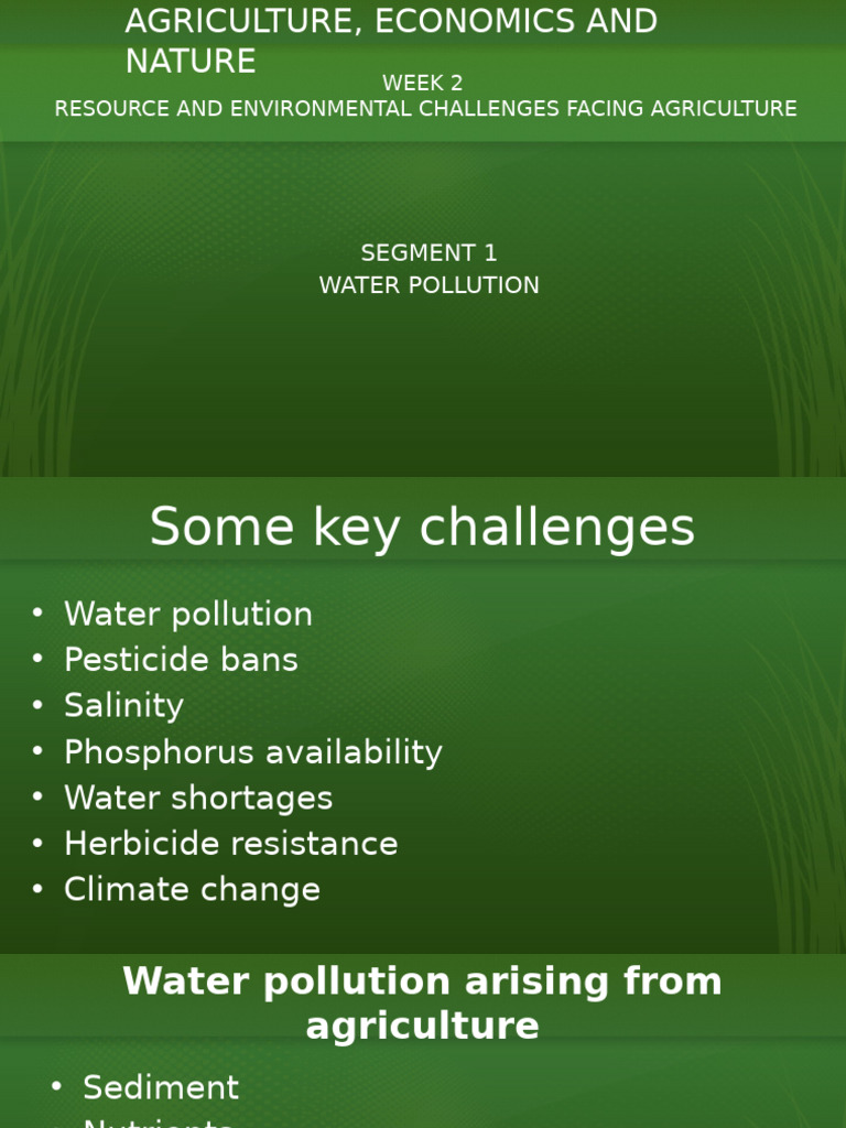 Week 2 Segment 1 | PDF | Agriculture | Water Pollution