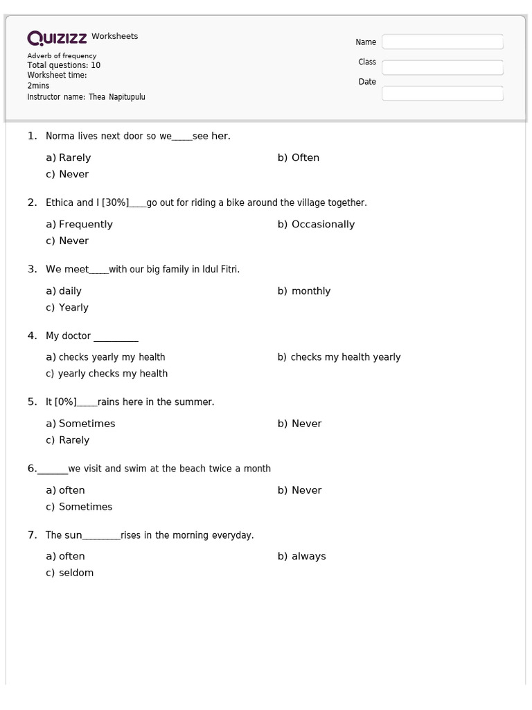 Adverb of Frequency 2 | PDF