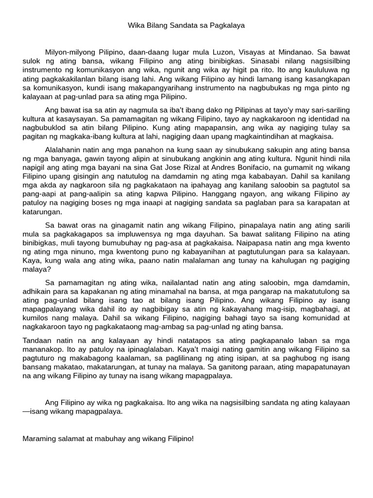 Buwan NG Wika Talumpati | PDF