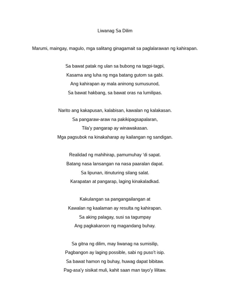 Spoken Poetry (Kahirapan) | PDF